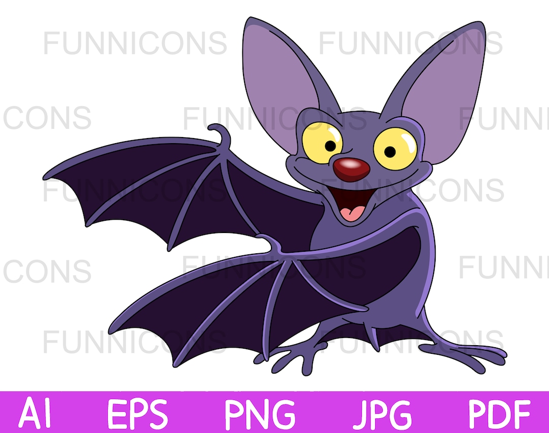 Halloween Clipart Cartoon of a Happy Bat Vampire, Animal Illustration ...