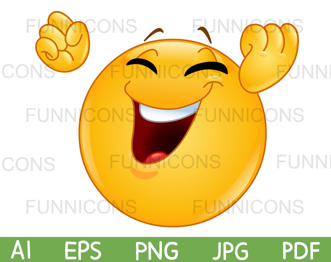 Clipart Cartoon of a Happy Emoticon Making a Winning or Celebrating ...
