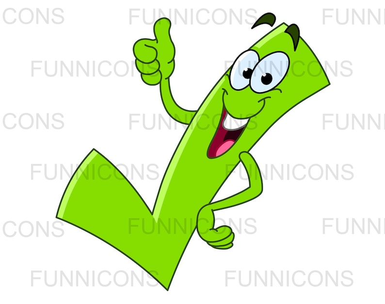 Clipart Cartoon of a Tick Check and Cross X Mark Characters - Etsy