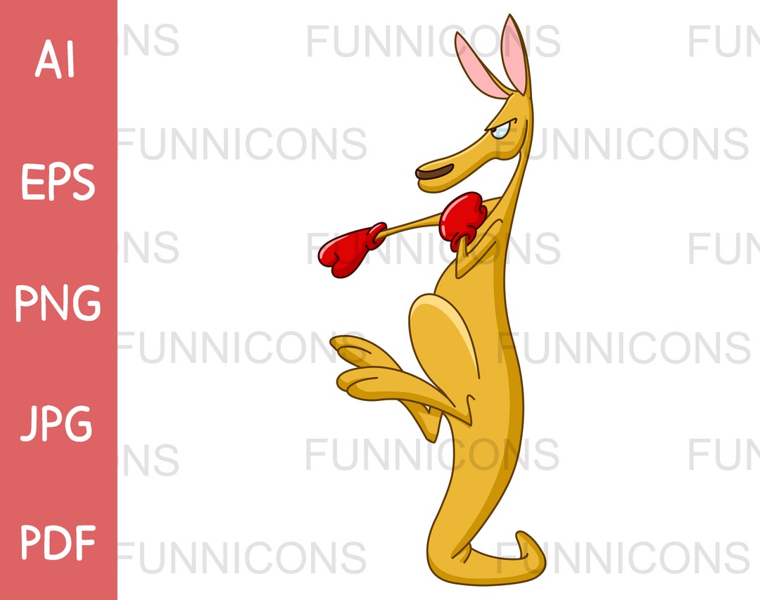Clipart Cartoon of a Kangaroo Boxer Boxing Punching, Animal ...