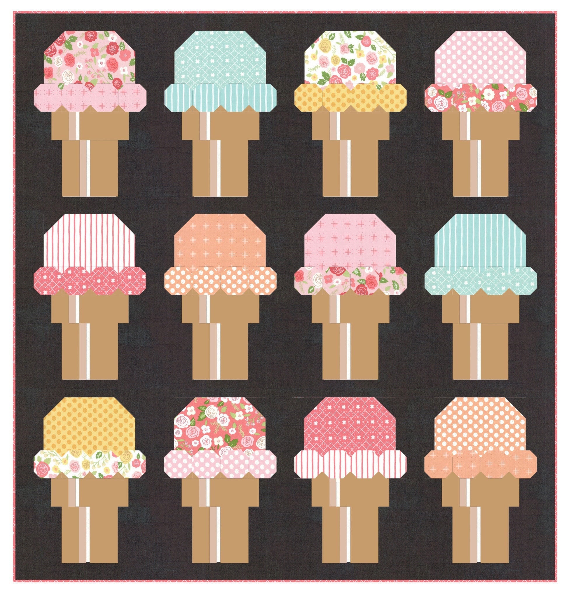Single Scoop PDF Quilt Pattern Ice Cream Quilt - Etsy