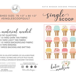 Single Scoop PDF Quilt Pattern - Ice Cream Quilt - Etsy