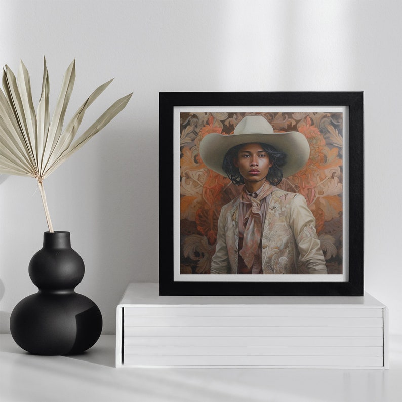 Arjuna - Tamil Gay Cowboy Art Print, Gay Desi Indian Dandy Outlaw Wall ...