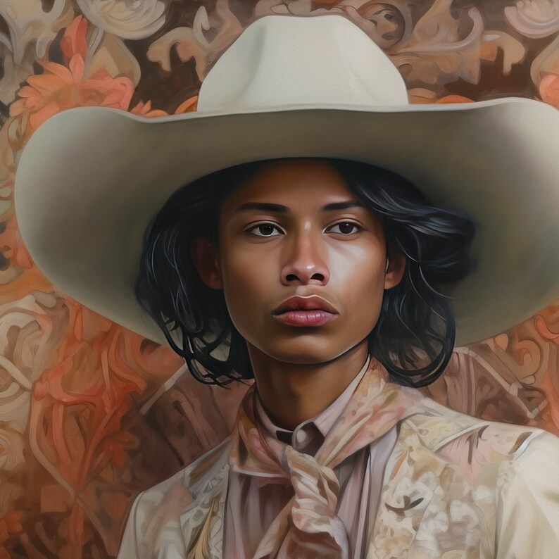 Arjuna - Tamil Gay Cowboy Art Print, Gay Desi Indian Dandy Outlaw Wall ...