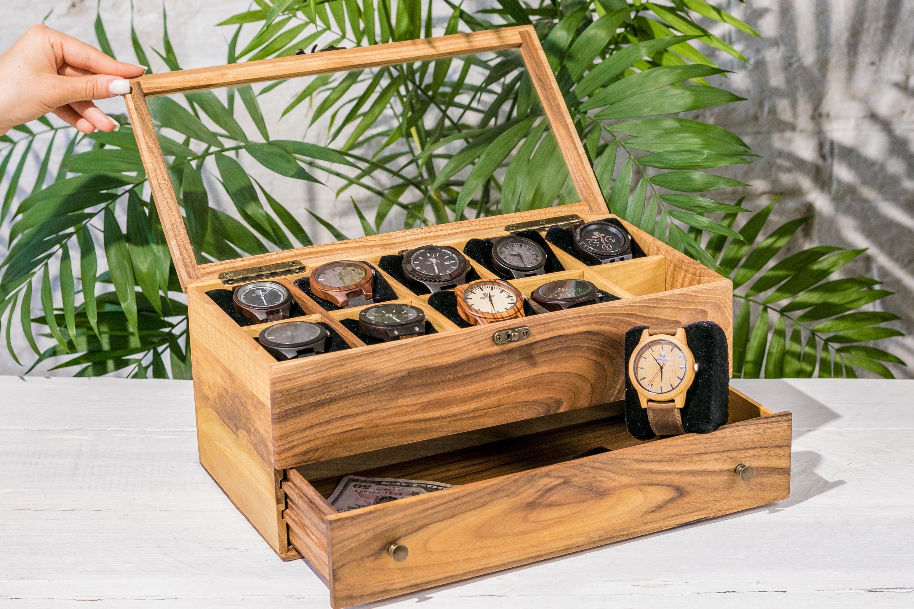 Personalized Custom Watch Box for Mens Watch Box Wood Watch Box for 12 ...