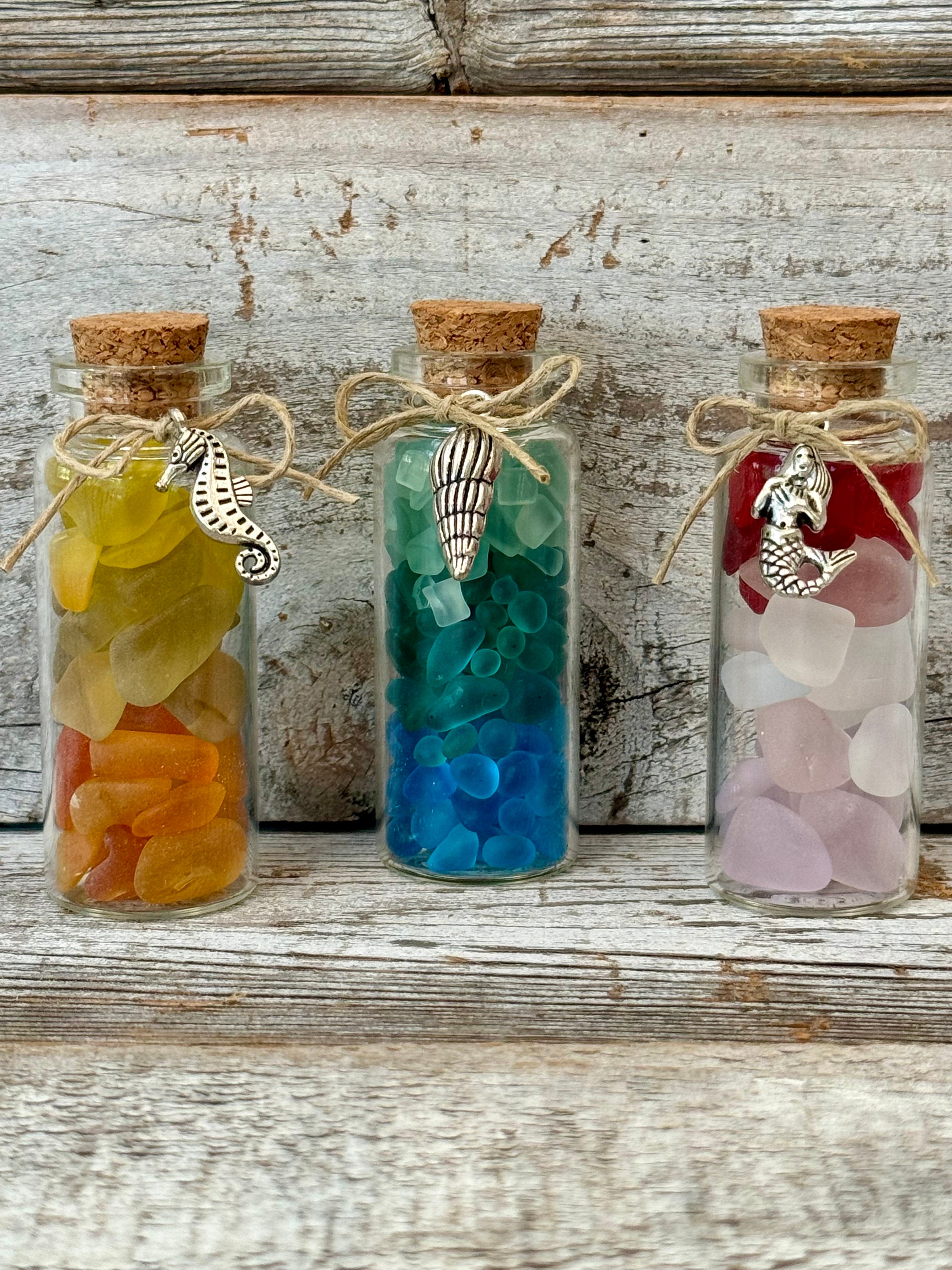 Sea Glass Mini Jar Coastal Beach House Home Decor Valentines Day Gift ...