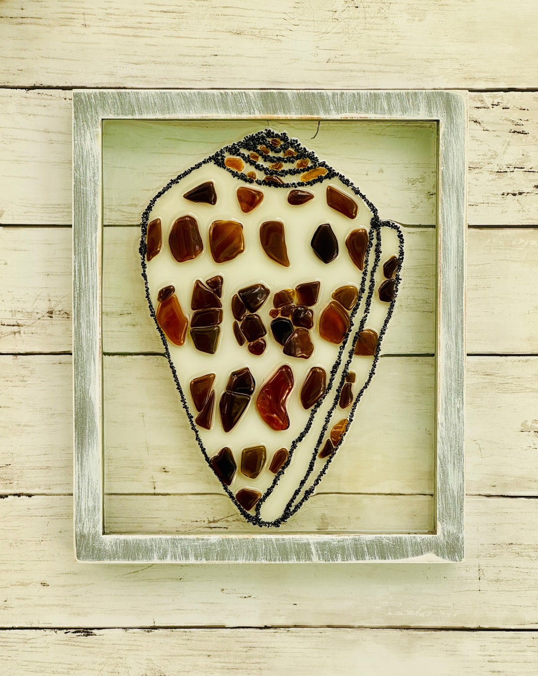 Sea Glass Seashell Art Hawaiian Hebrew Cone Shell Beach House Home ...