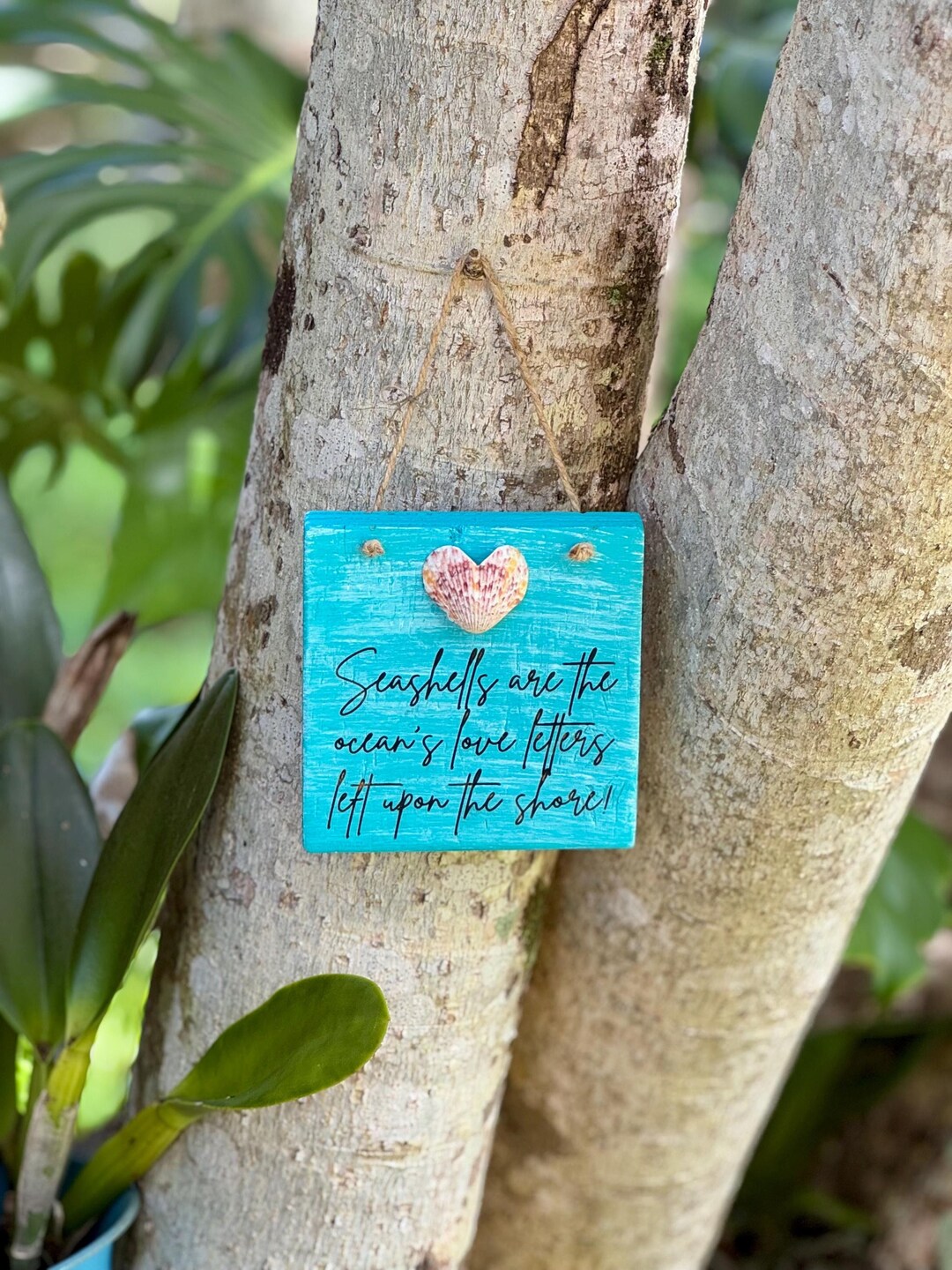 Custom Heart Seashell Art Ocean Love Beach House Home Decor Coastal ...
