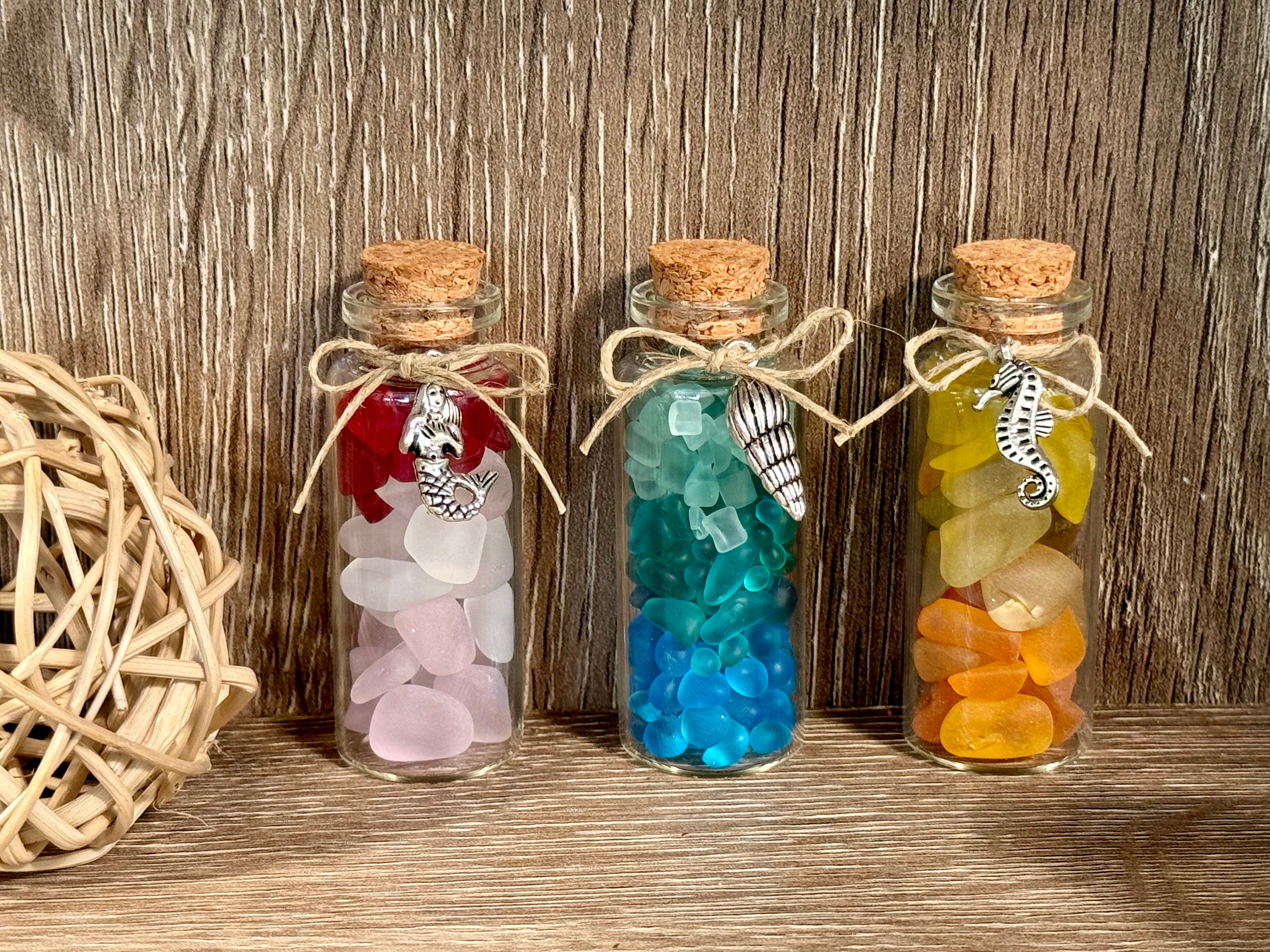 Sea Glass Mini Jar Coastal Beach House Home Decor Valentines Day Gift ...