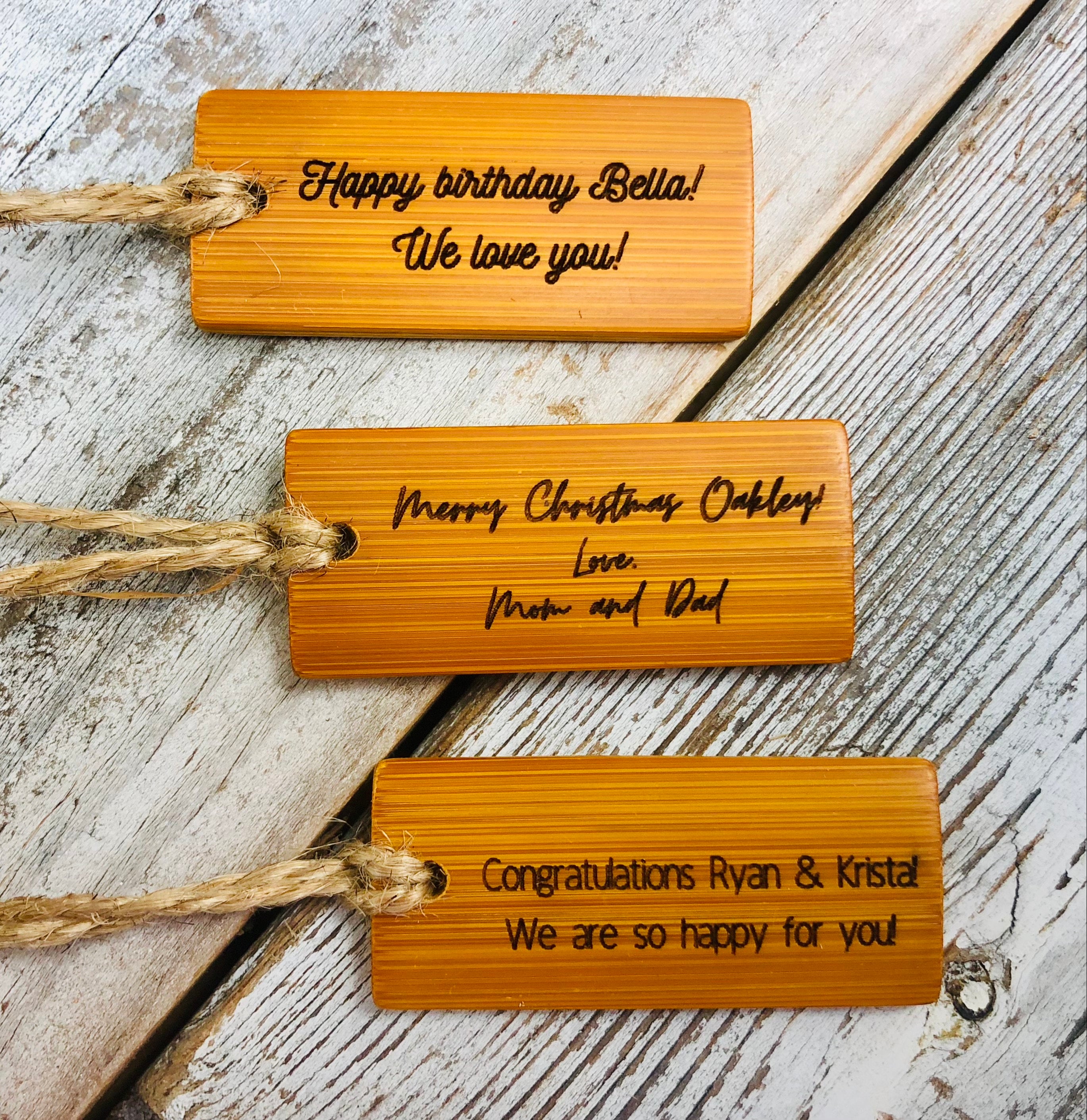 Personalized Bamboo Gift Tags Custom Engraved Christmas Birthday ...