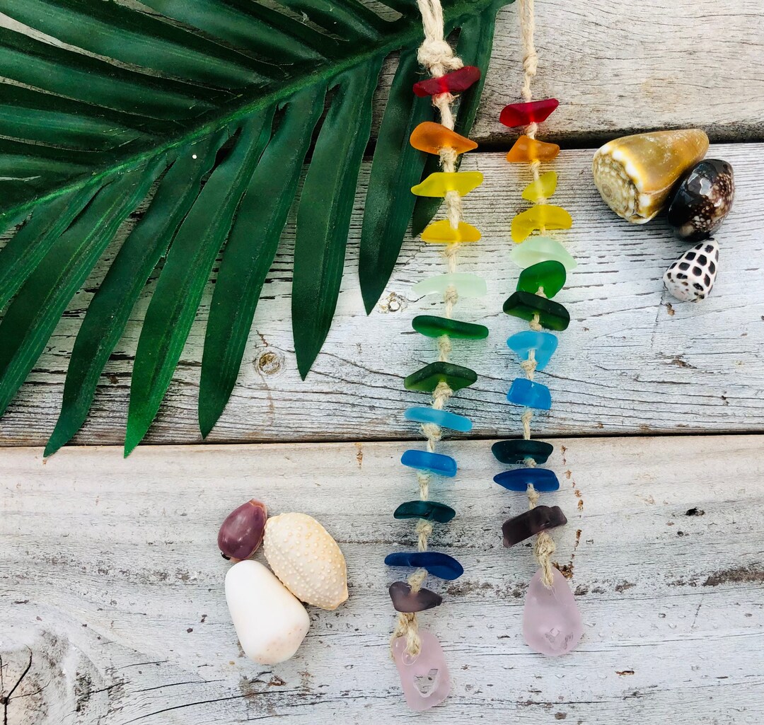 Sea Glass Rainbow Sun Catcher Coastal Living Heart Beach House Home ...