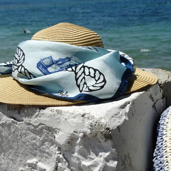Blue Silk Scarf - Etsy