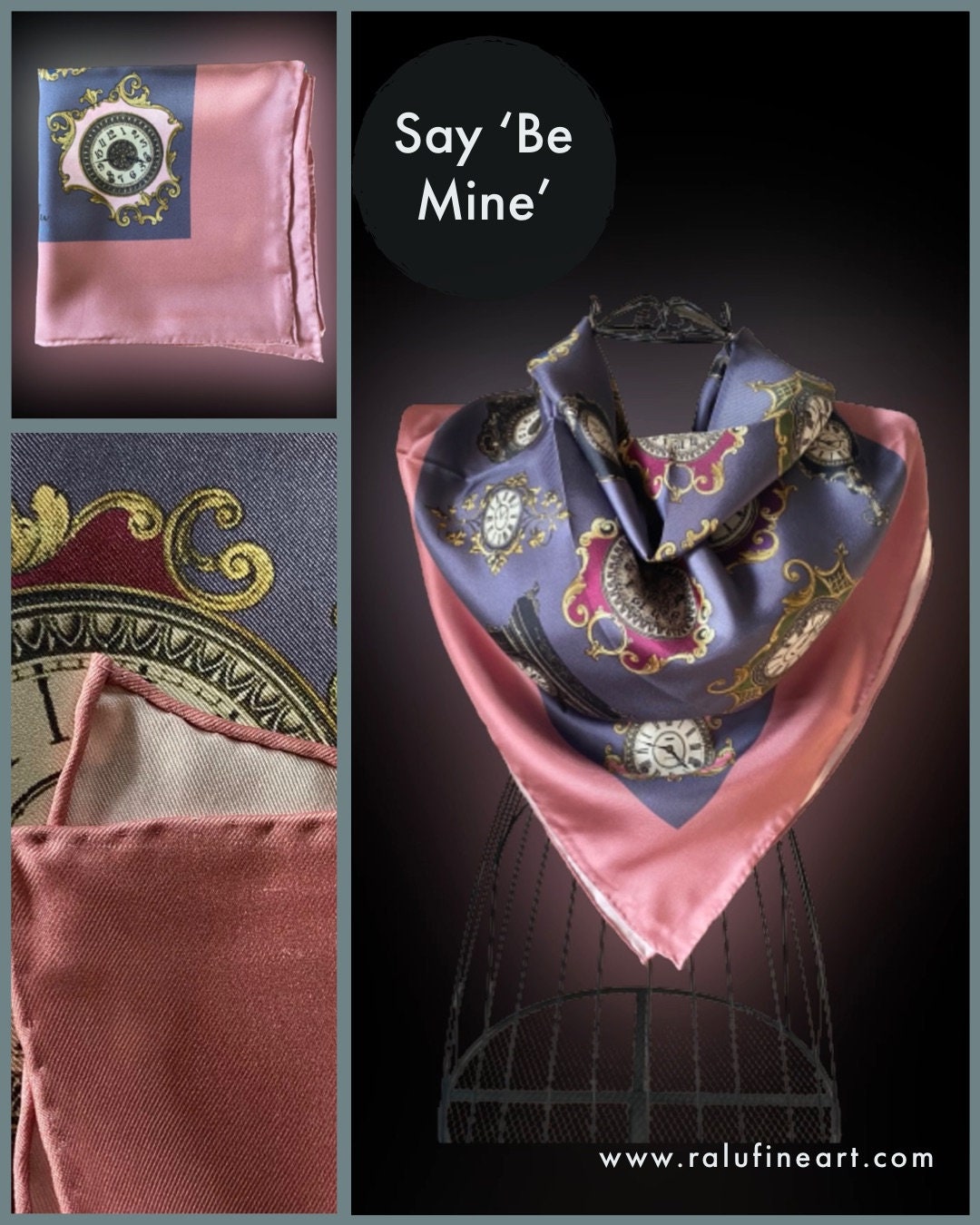 NEW Exquisite Silk Twill Scarf for Women With Vintage Clocks Pattern - Etsy