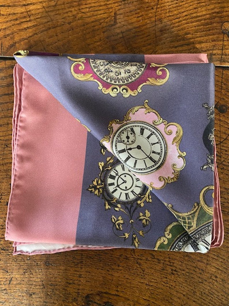 NEW Exquisite Silk Twill Scarf for Women With Vintage Clocks Pattern - Etsy