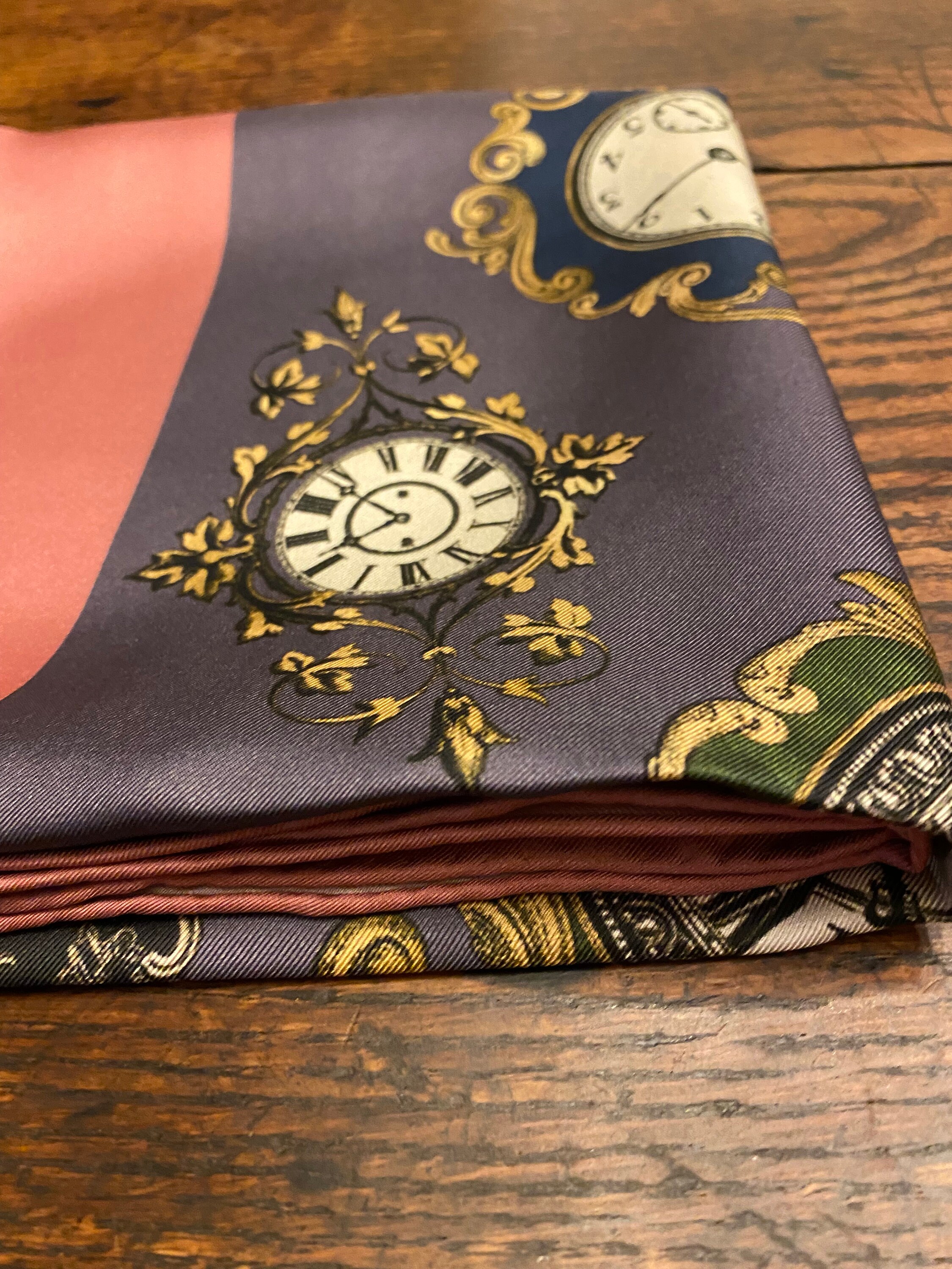 NEW Exquisite Silk Twill Scarf for Women With Vintage Clocks Pattern - Etsy