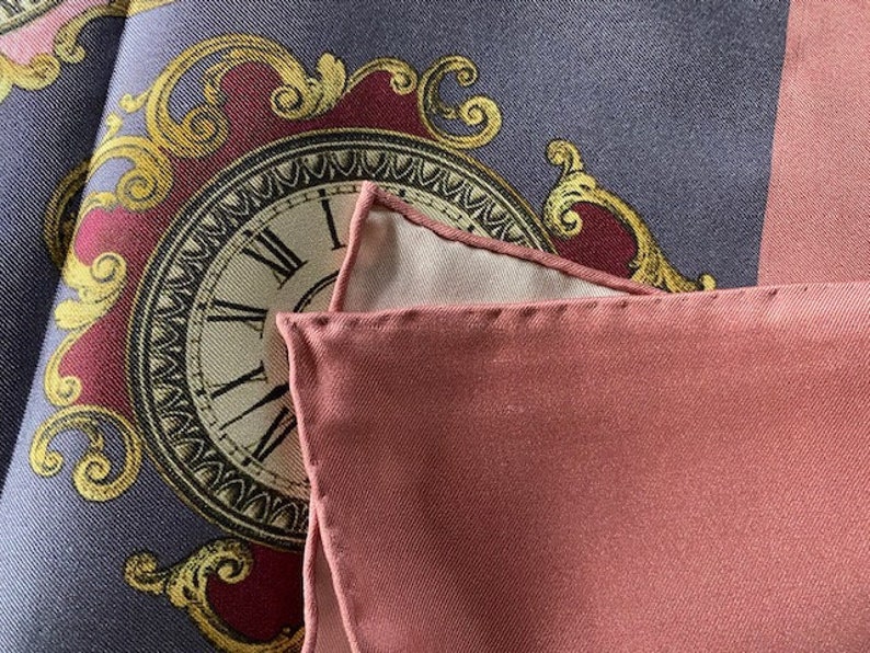 NEW Exquisite Silk Twill Scarf for Women With Vintage Clocks Pattern - Etsy