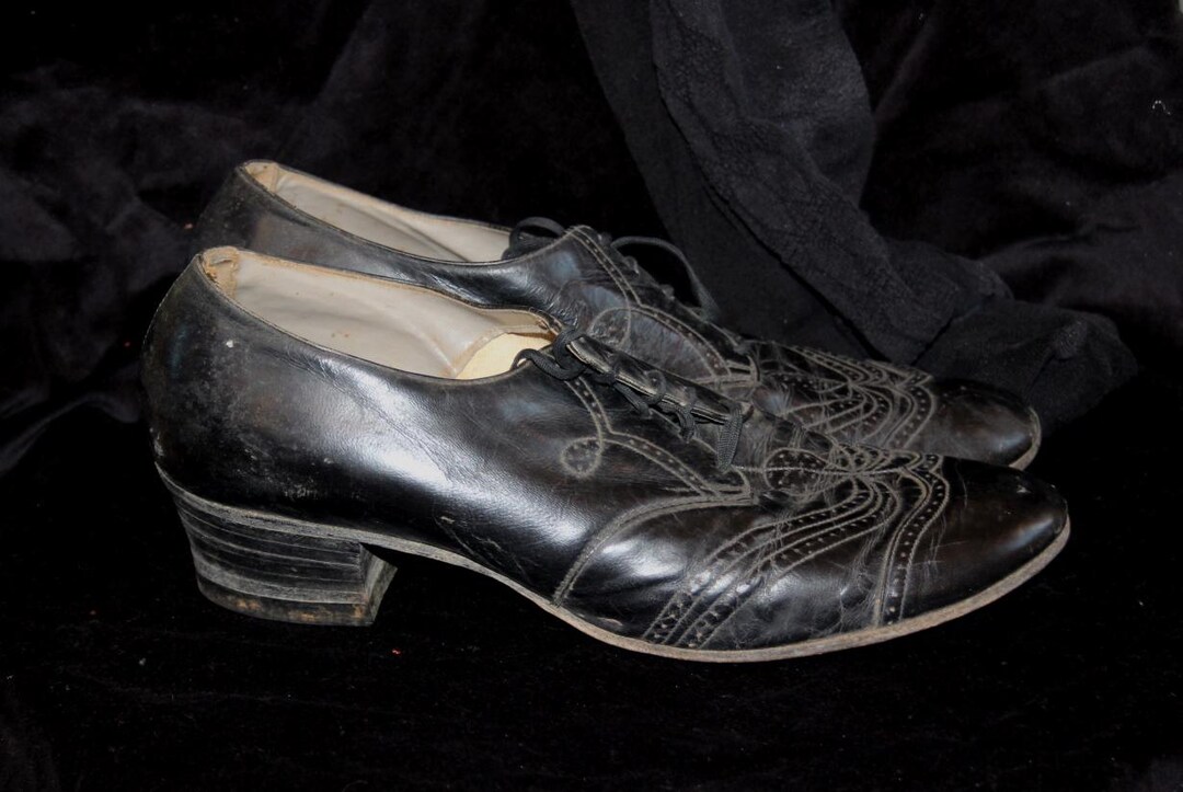 7-7.5M Shoes Black Edwardian 1890-1910s Victorian Historical ...