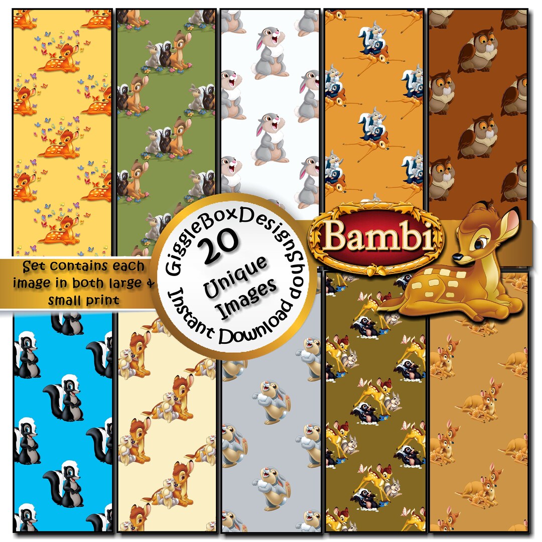 Bambi Seamless Party Printable, Stationary, Cards, Digital Paper ...
