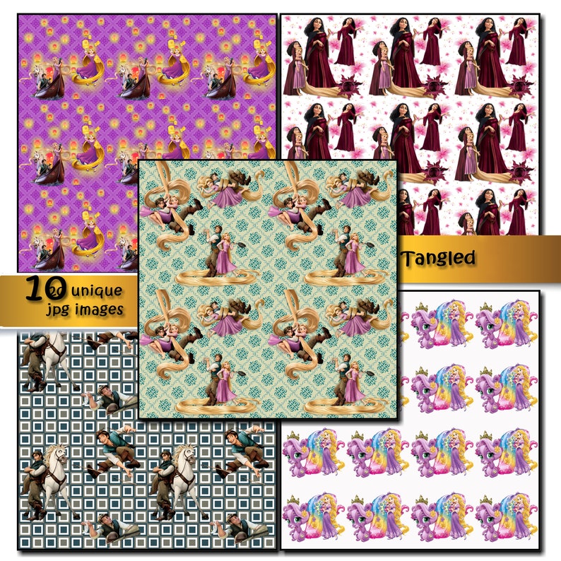 Tangled Digital Paper Pack Scrapbook Paper Wrapping Paper | Etsy