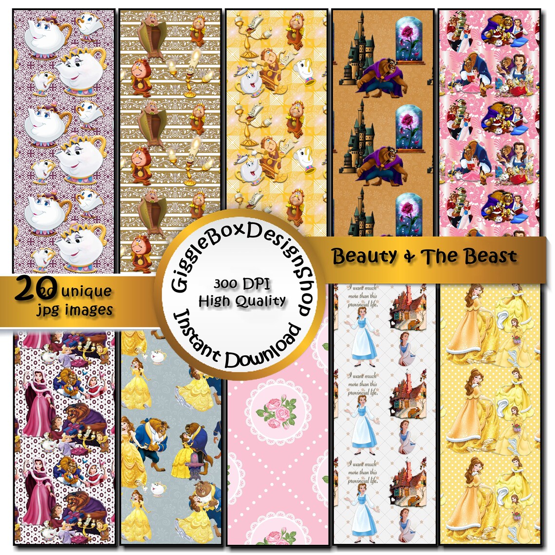Beauty and the Beast Party Printable Card Makingcardstock - Etsy