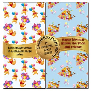 Happy Birthday Winnie the Pooh Seamless Party Printable, Stationary ...