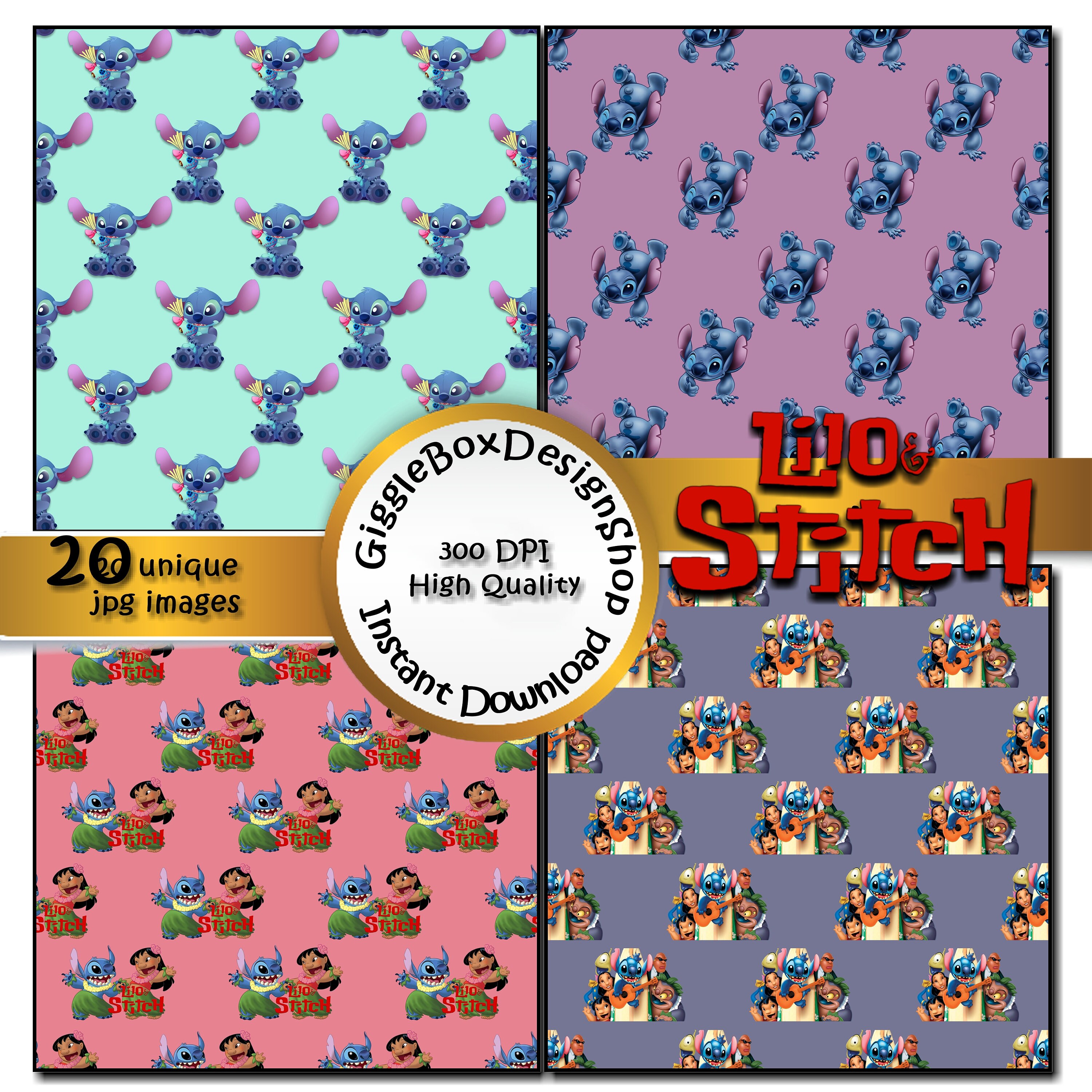 Lilo & Stitch Seamless Digital Paper Pack Scrapbook Paper - Etsy