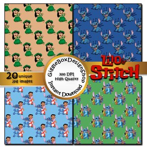 Lilo & Stitch Seamless , Digital Paper Pack, Scrapbook Paper Wrapping ...