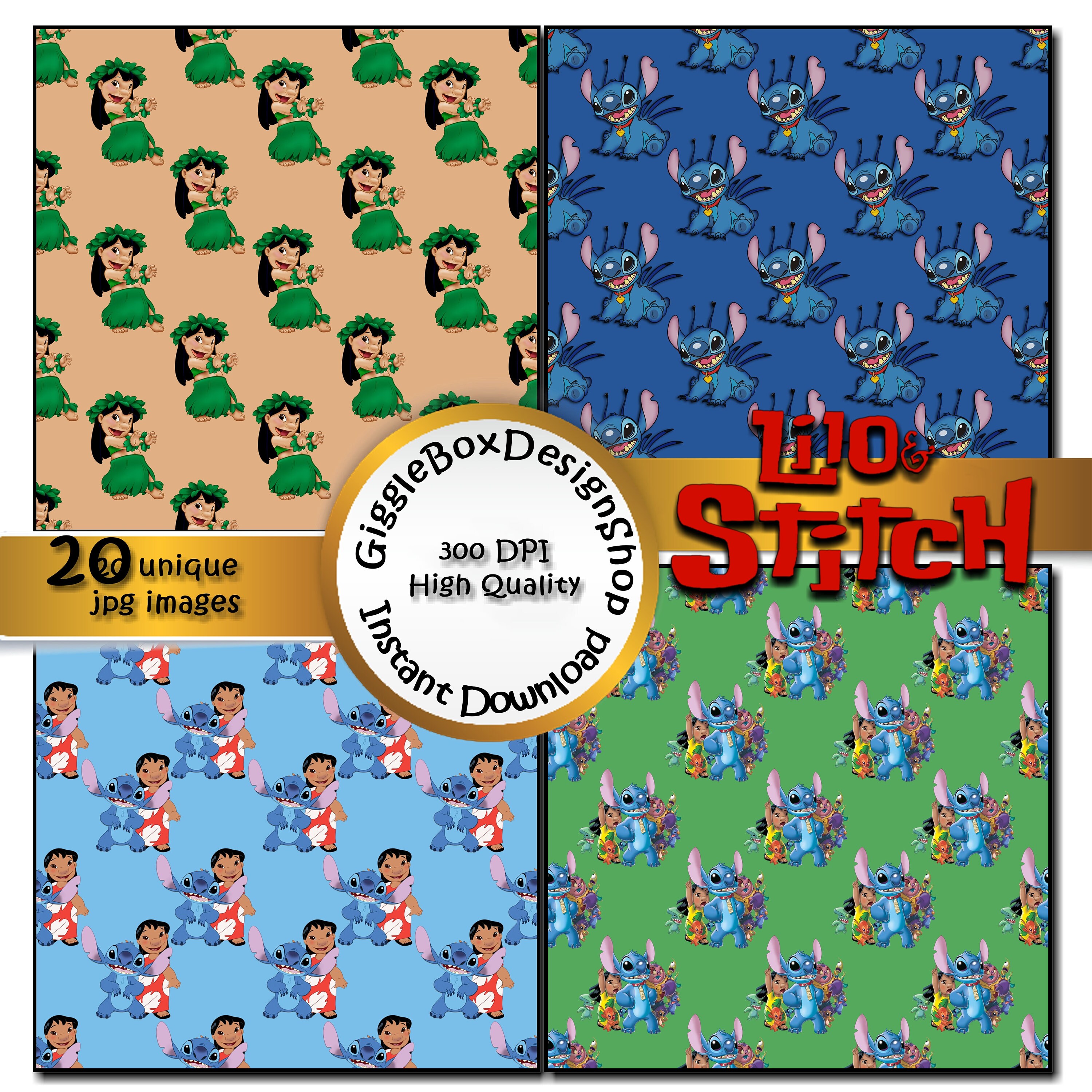 Lilo & Stitch Seamless Digital Paper Pack Scrapbook Paper - Etsy