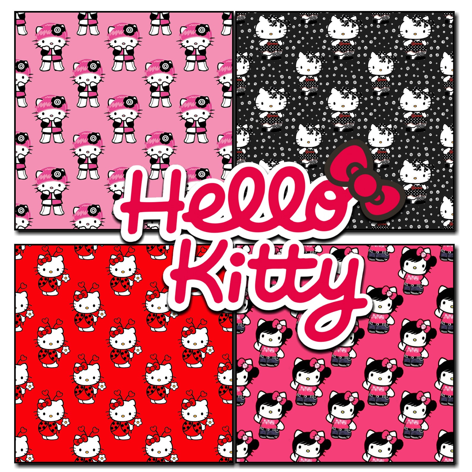 Hello Kitty paquete de papel digital sin costuras papel de | Etsy