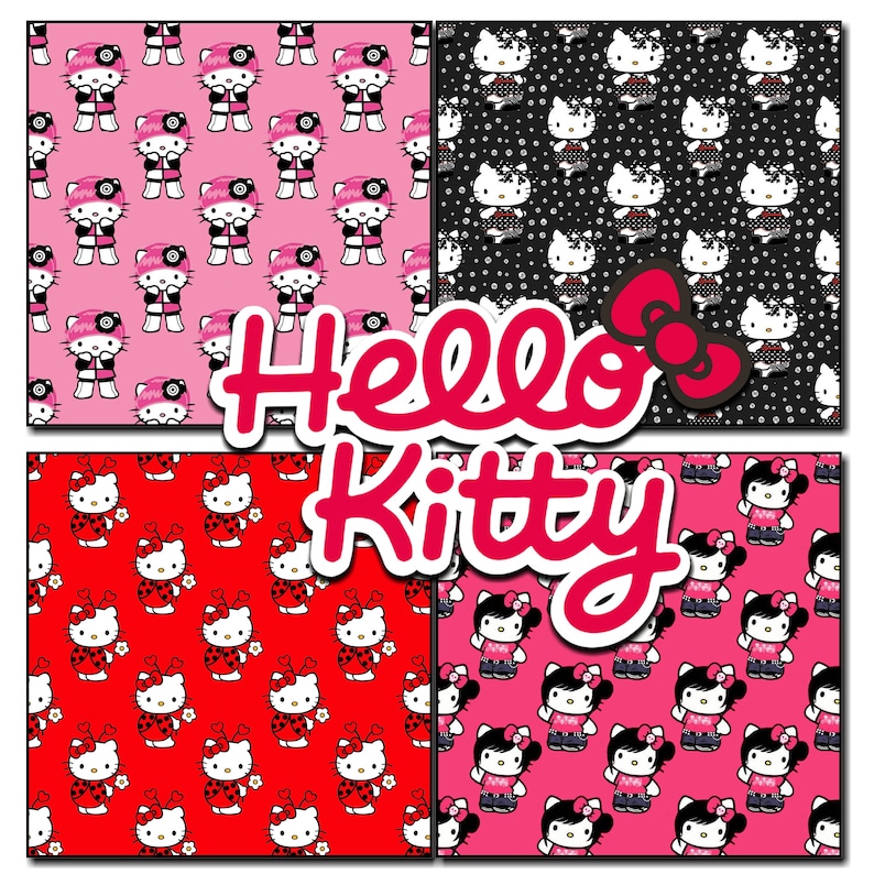 Hello Kitty Seamless digital paper pack scrapbook paper | Etsy