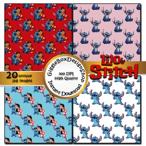 Lilo & Stitch Seamless , Digital Paper Pack, Scrapbook Paper Wrapping ...