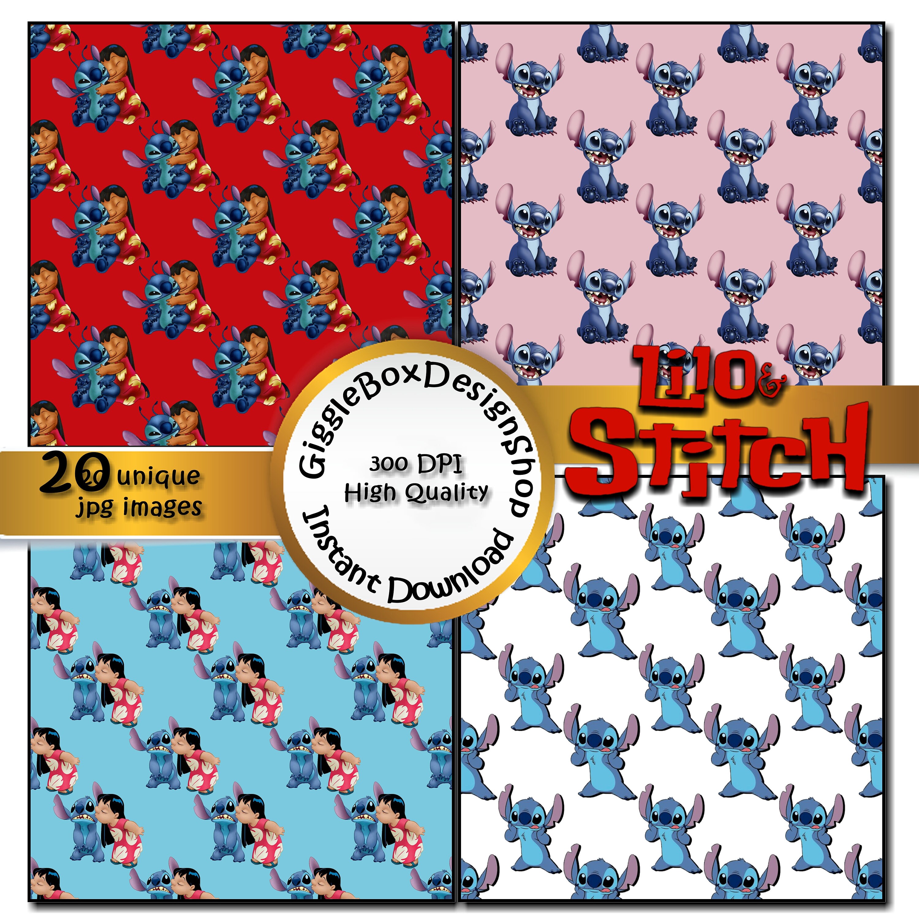 Lilo & Stitch Seamless Digital Paper Pack Scrapbook Paper - Etsy