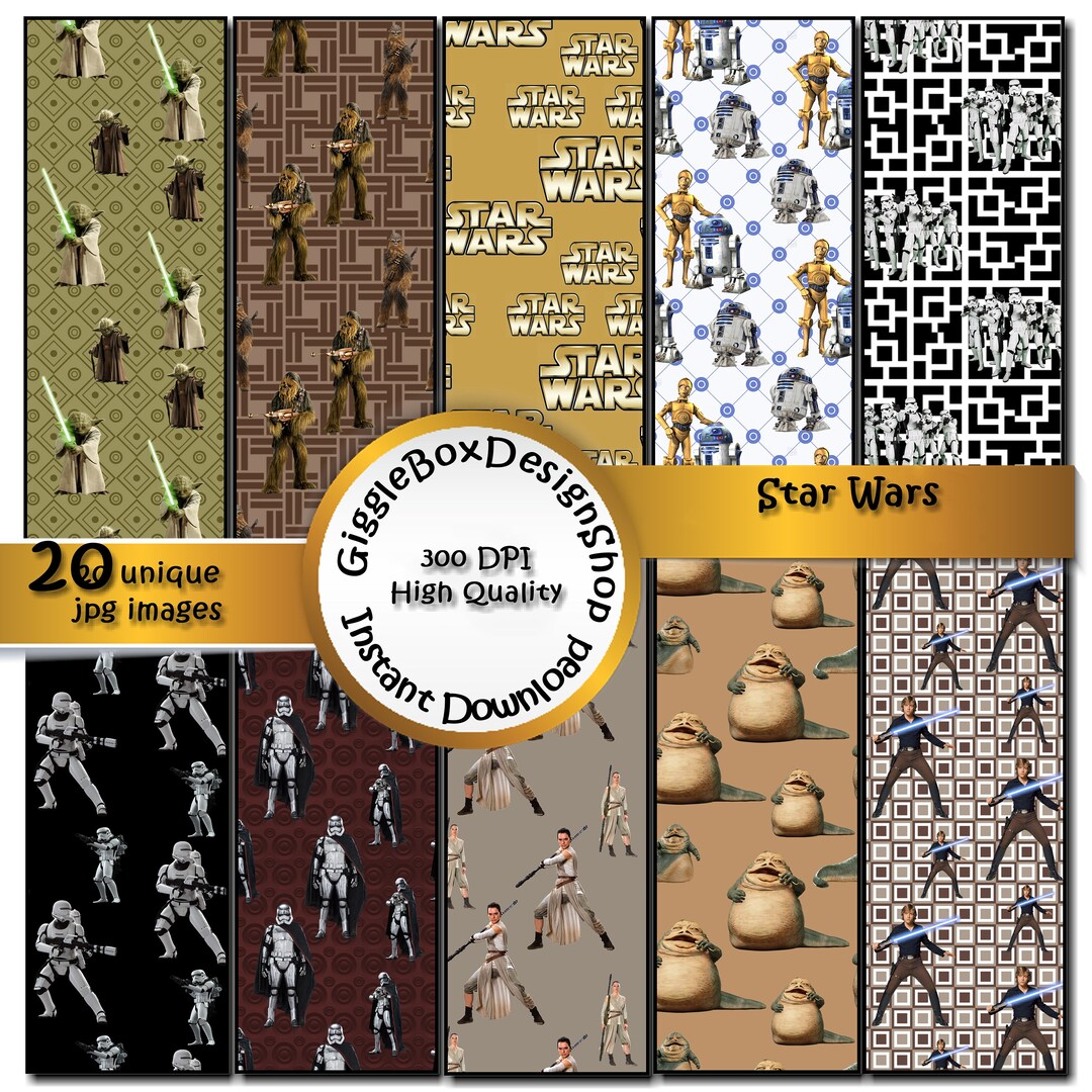 Star Wars Party Printable, Stationary, Card Making, Digital Paper ...