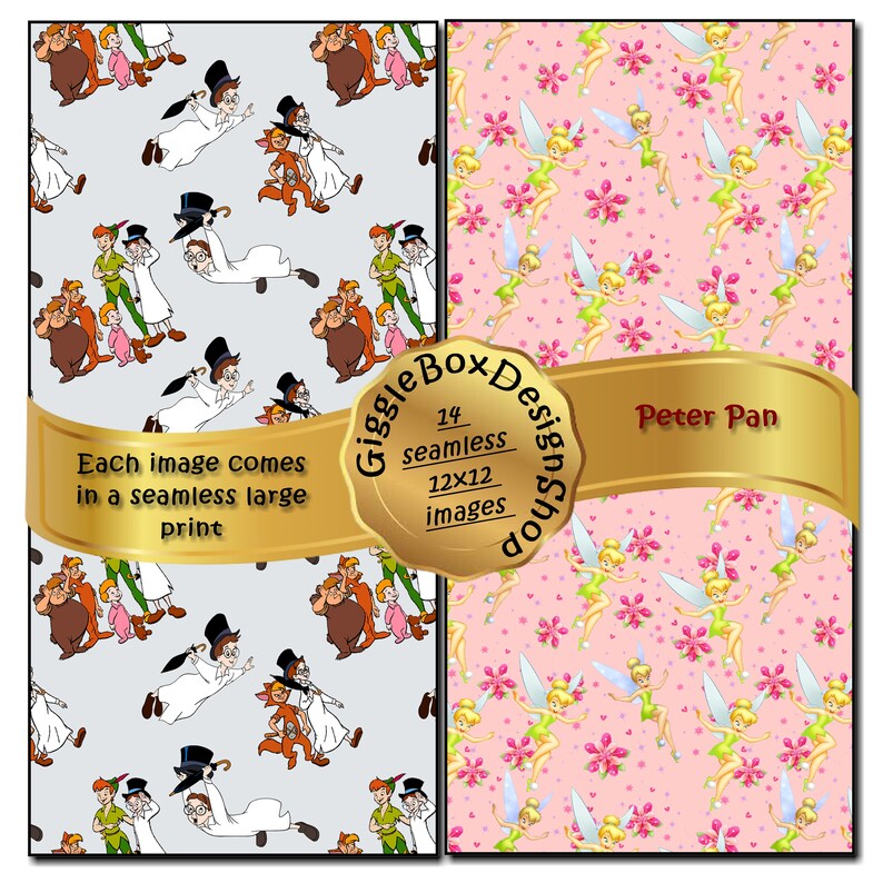 Peter Pan Seamless Party Printable Stationary Card Making - Etsy