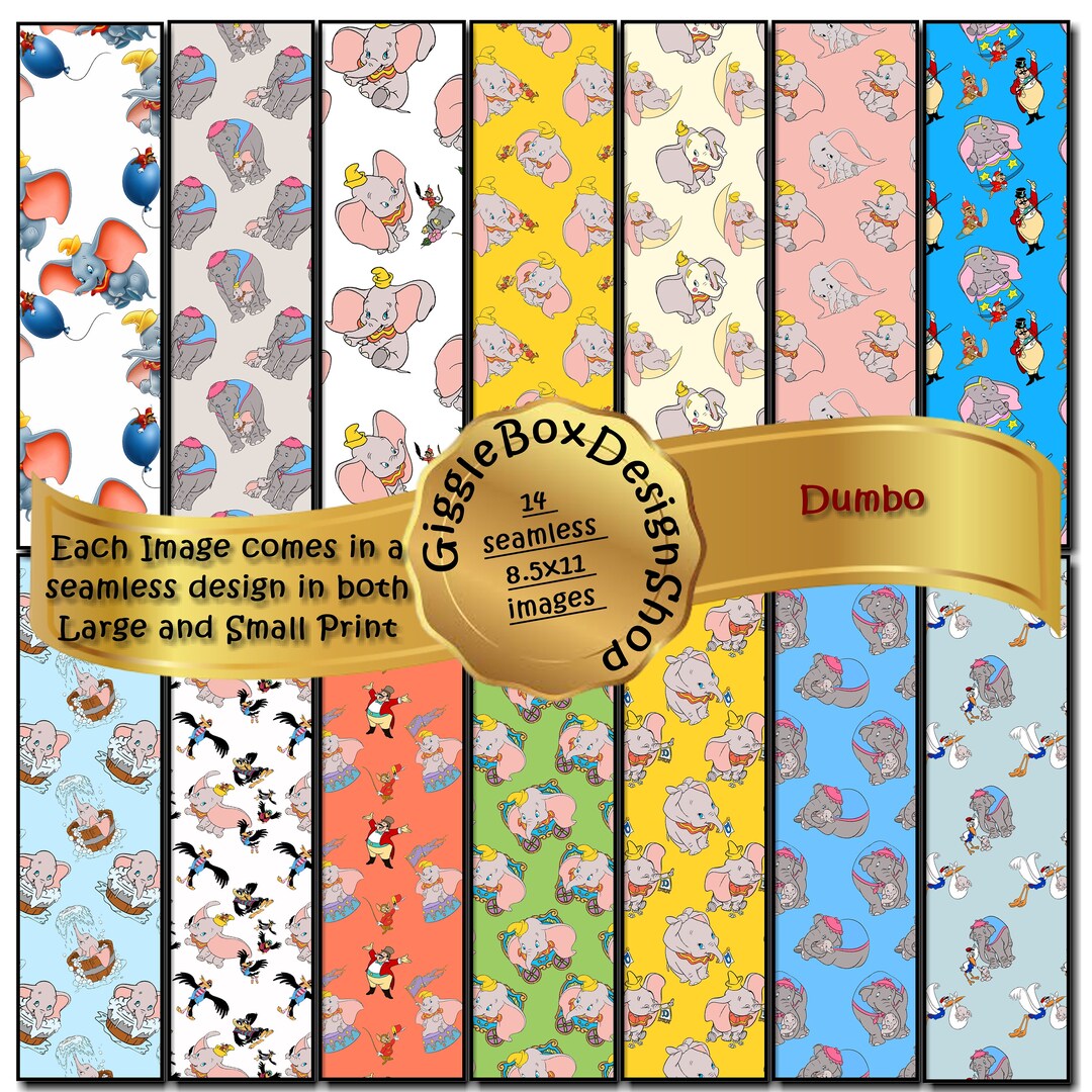 Dumbo Seamless Party Printable, Stationary, Cards, Digital Paper ...