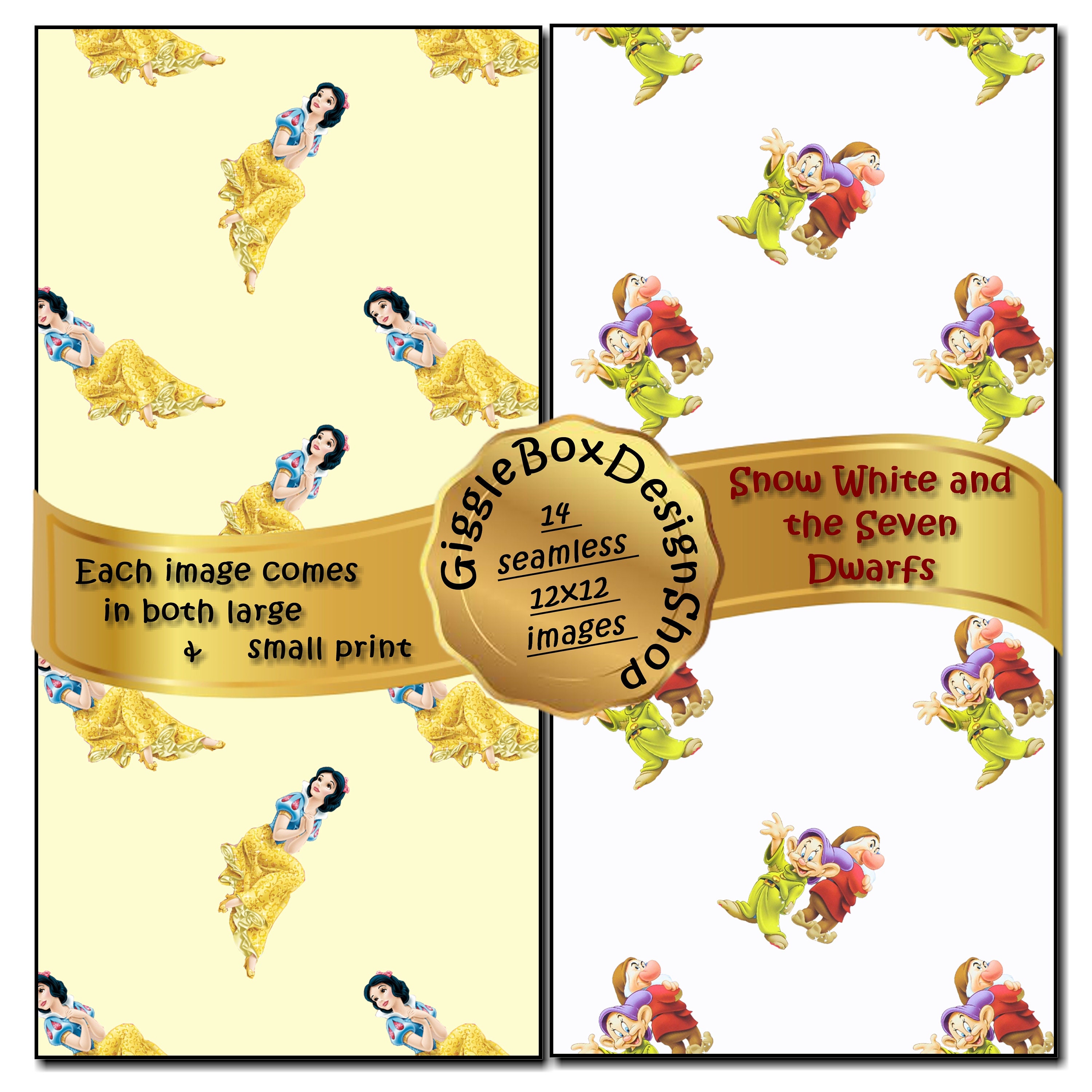 Snow White and the Seven Dwarfs Seamless Design formatted for | Etsy