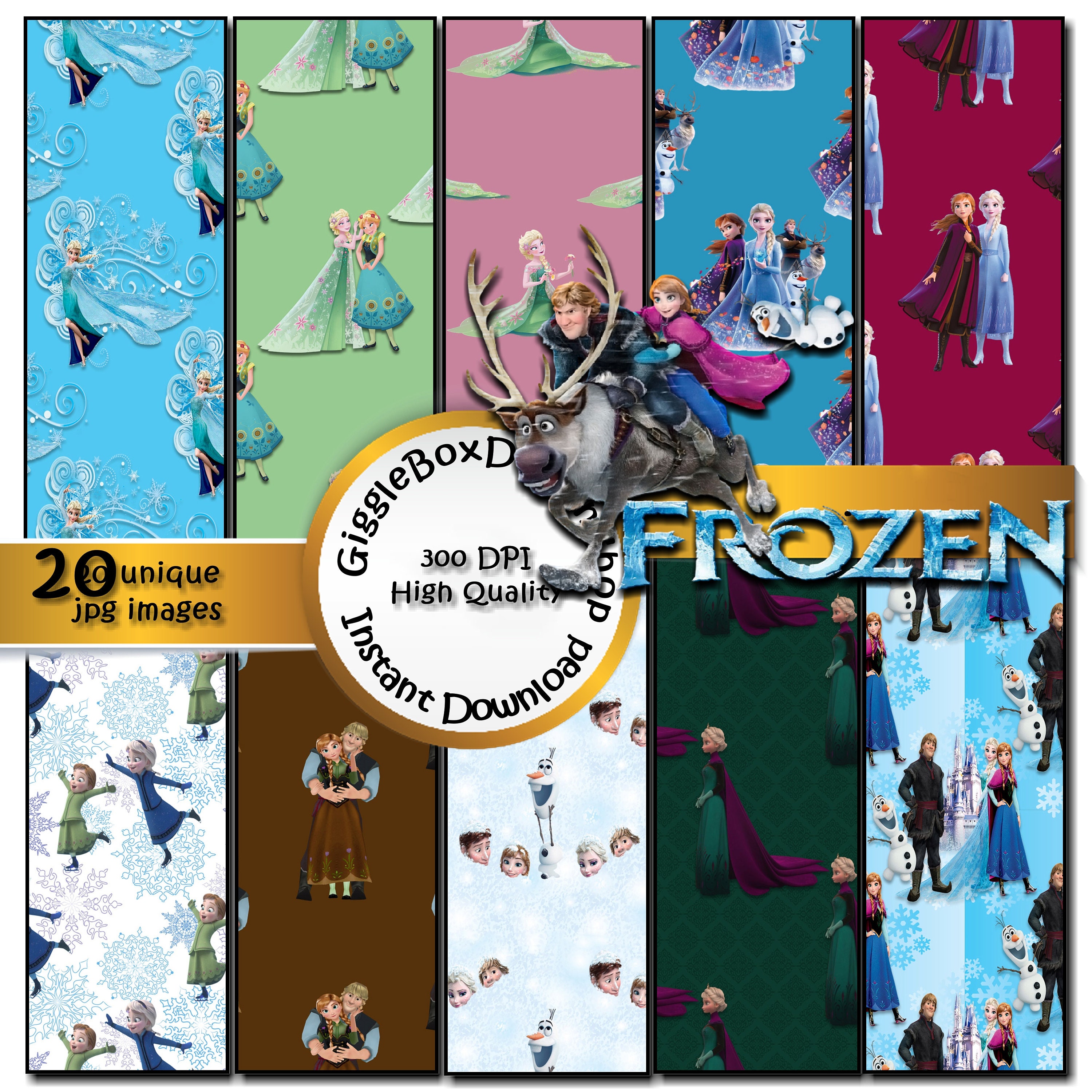 Frozen Seamless Party Printable Stationary Card Making | Etsy