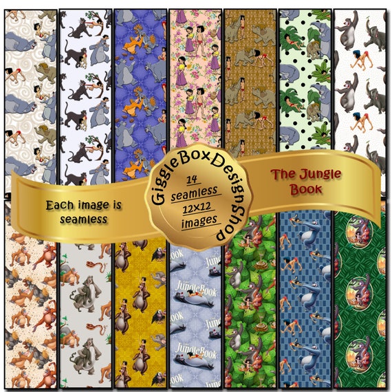 The Jungle Book Seamless Party Printable Stationary Card - Etsy