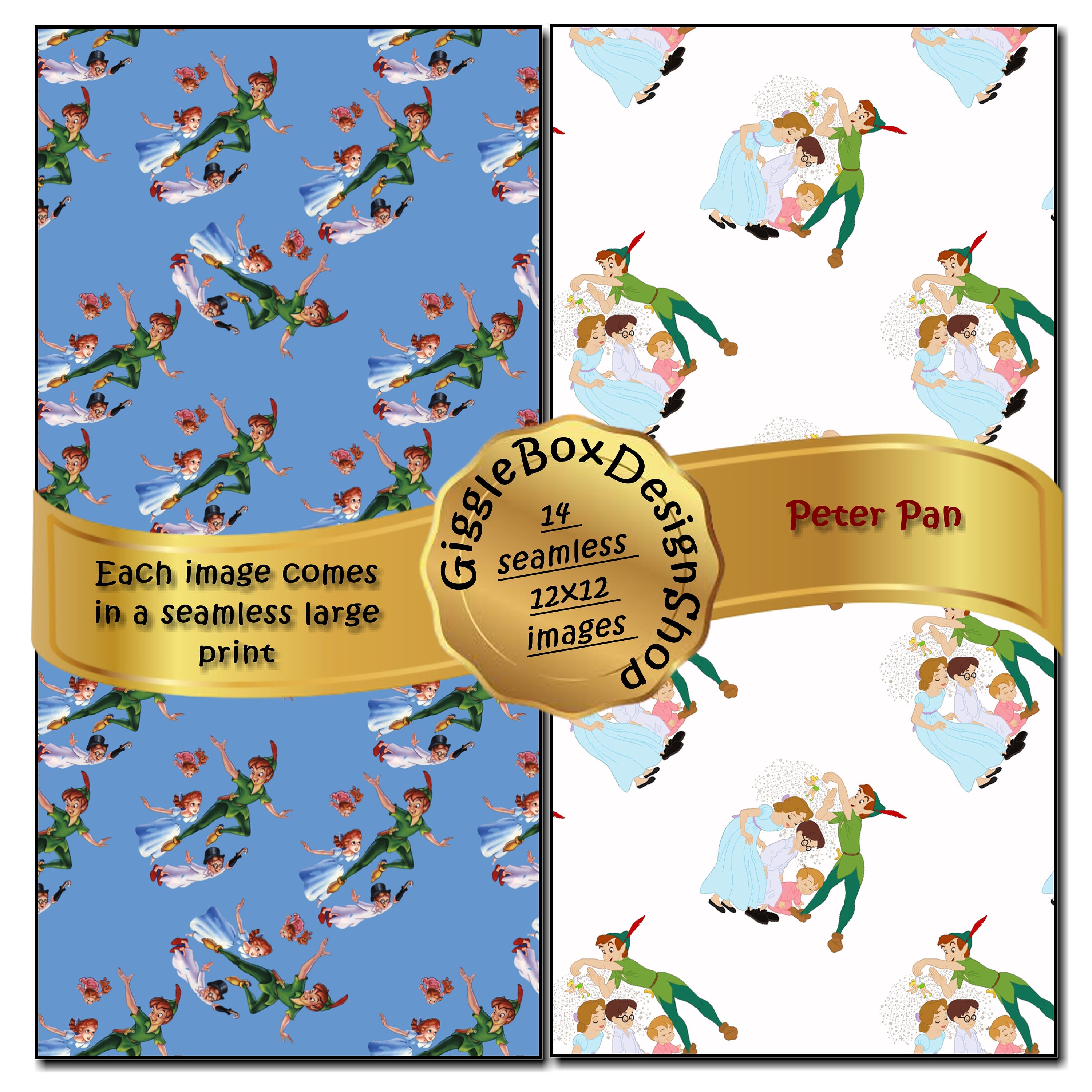 Peter Pan Seamless Party Printable Stationary Card Making - Etsy