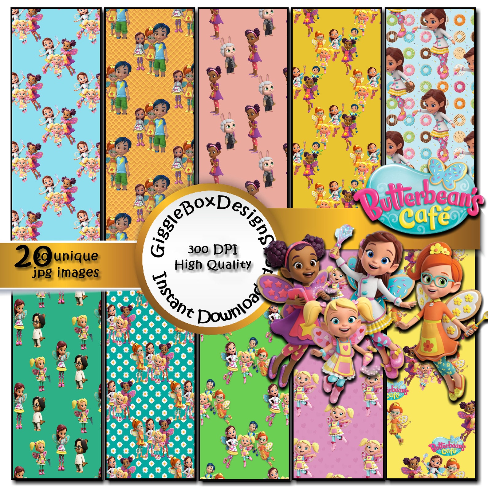 Butterbean Cafe Seamless Party Printable Stationary Card - Etsy