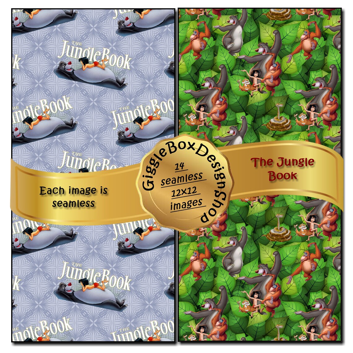 The Jungle Book Seamless Party Printable Stationary Card - Etsy