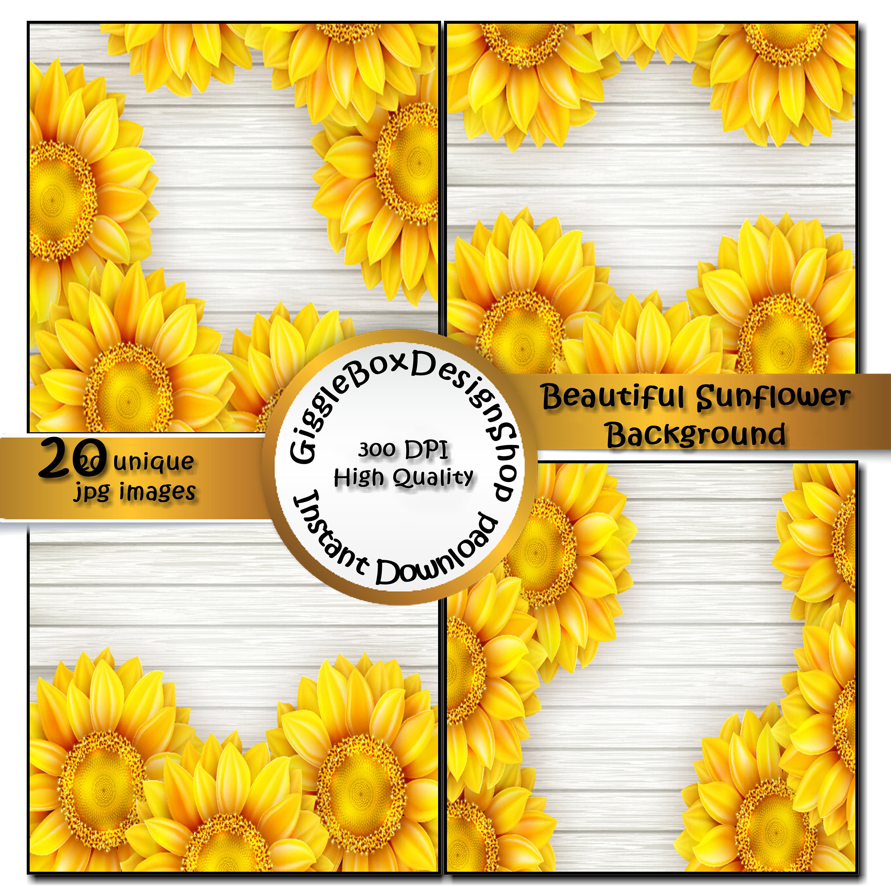 Sunflower Digital Paper Pack card making Party Printable | Etsy