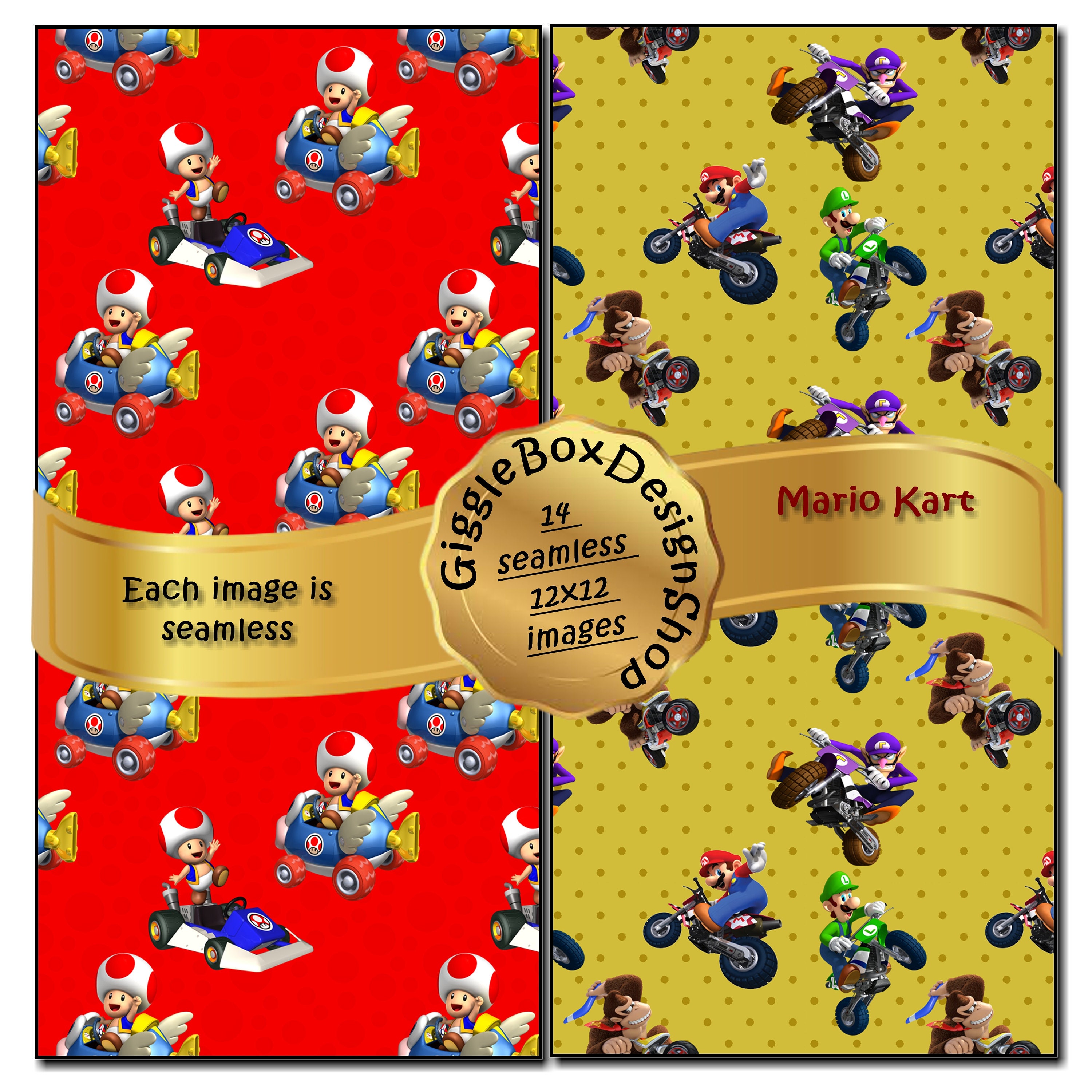 Mario Kart Seamless Design Formatted for 12 X 12 by | Etsy