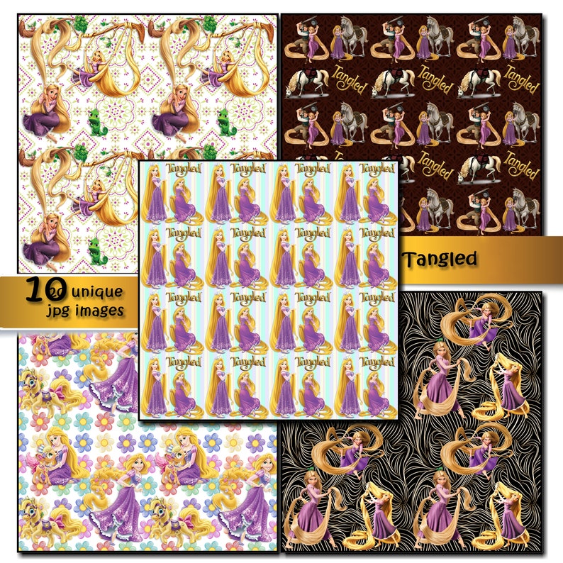 Tangled Digital Paper Pack Scrapbook Paper Wrapping Paper | Etsy