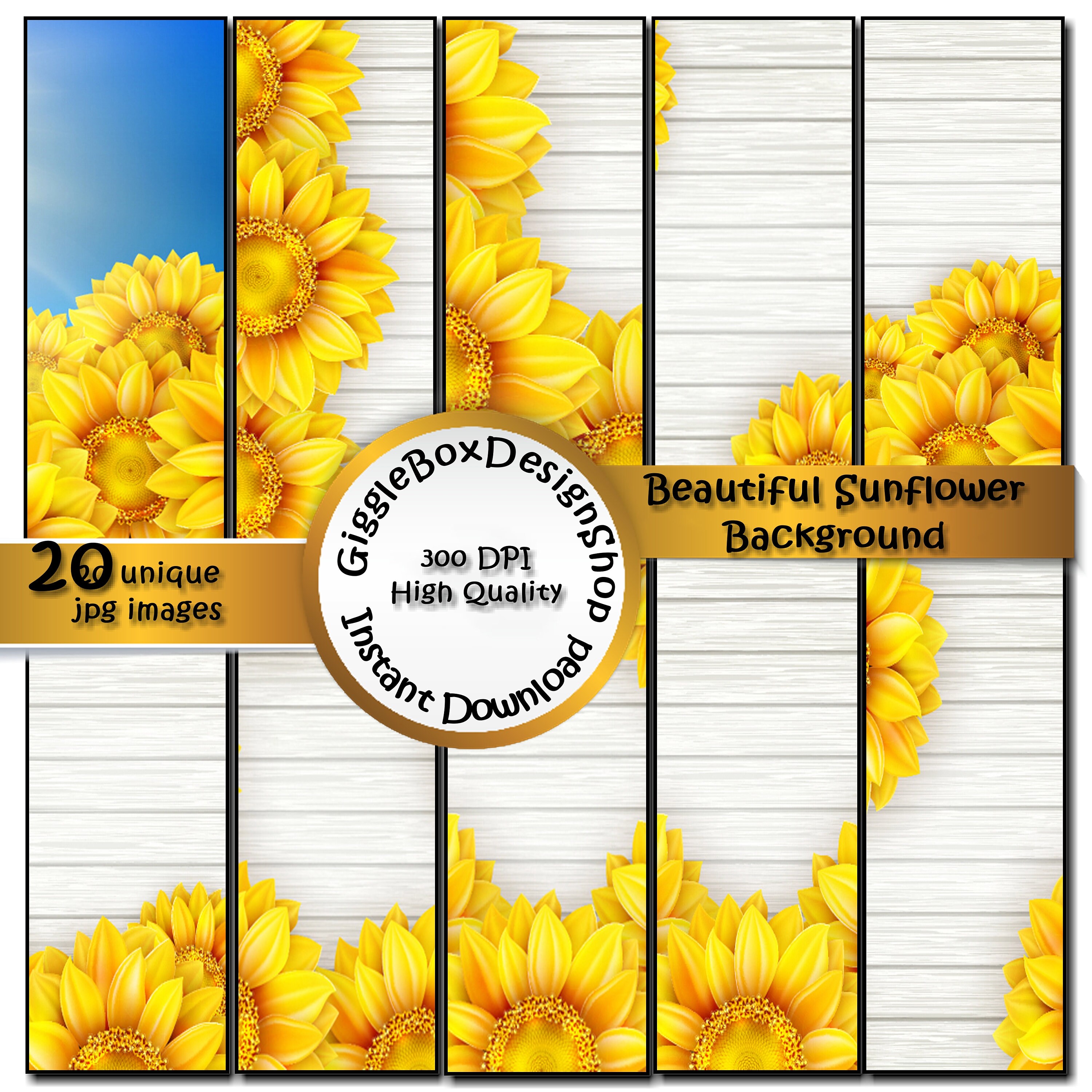 Sunflower Digital Paper Pack Card Making Party Printable - Etsy
