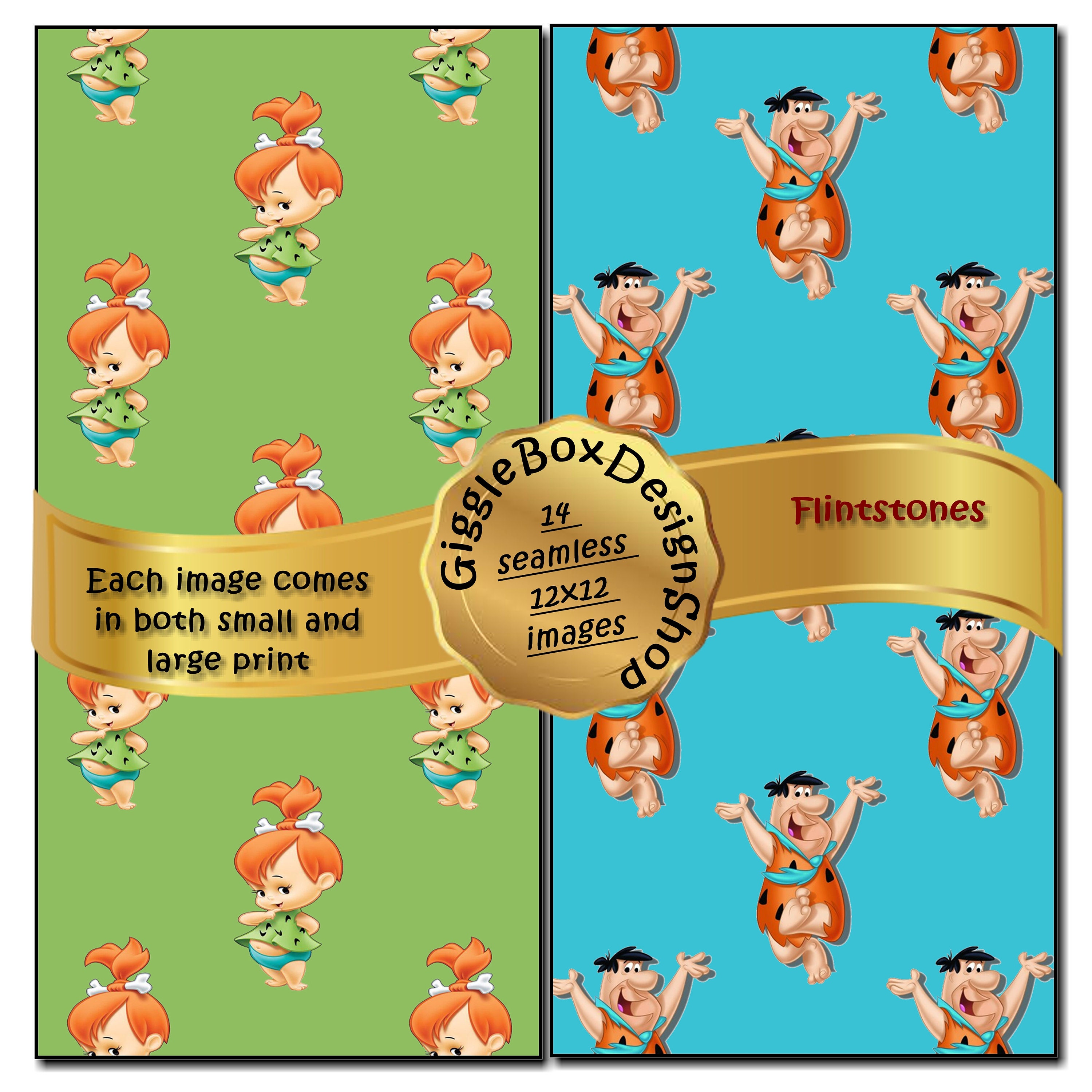The Flintstones Seamless Party Printable Card Making Digital - Etsy