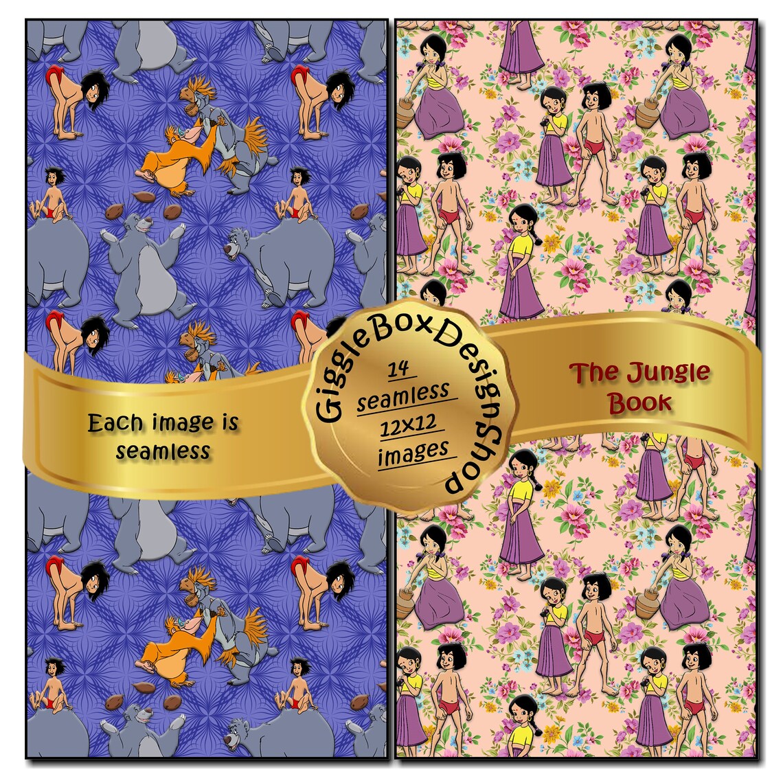 The Jungle Book Seamless Party Printable Stationary Card - Etsy