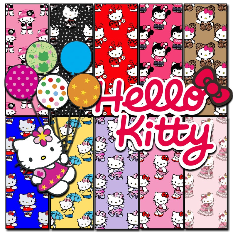Hello Kitty Seamless digital paper pack scrapbook paper | Etsy