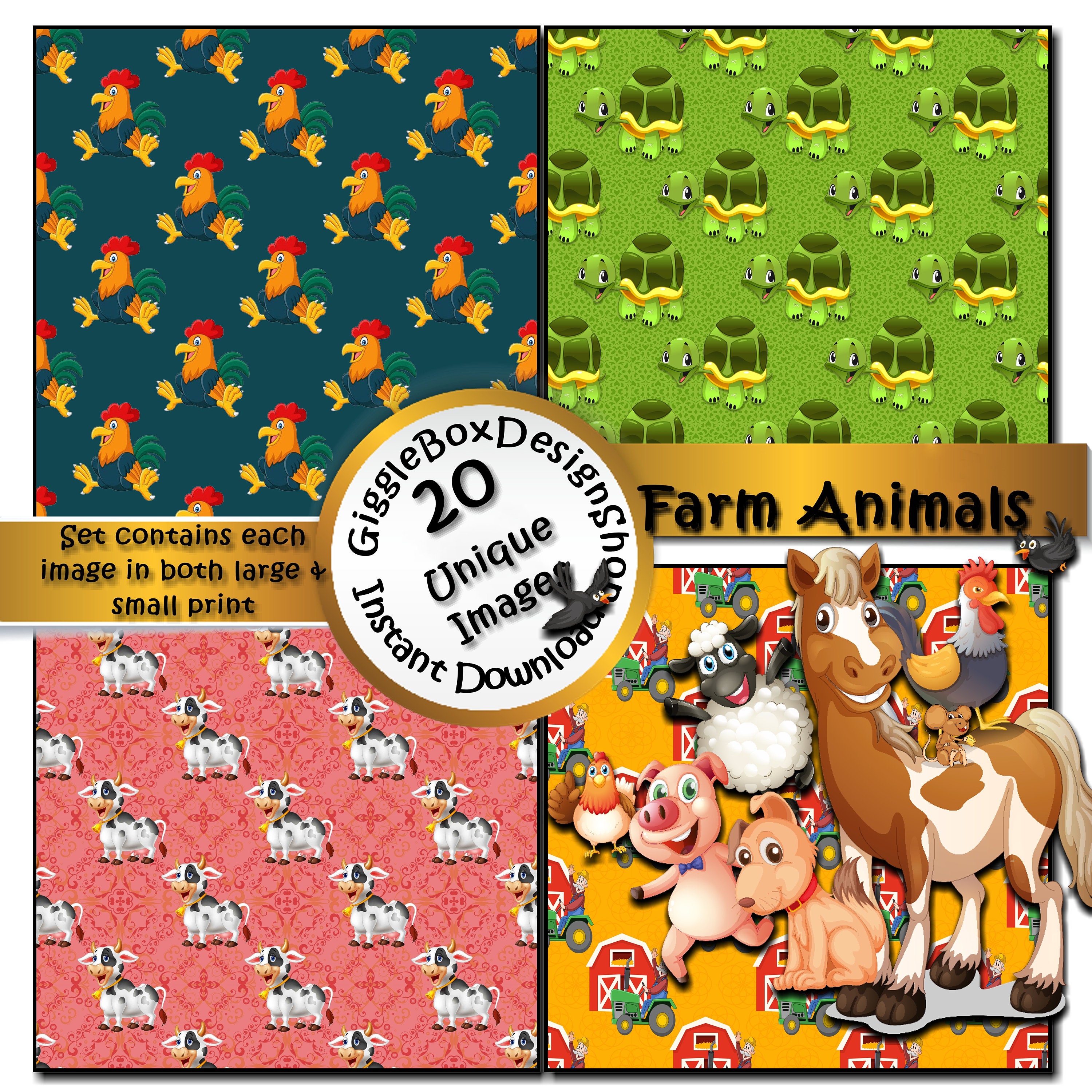 Farm Animals Party Printable Stationary Card Making Digital | Etsy