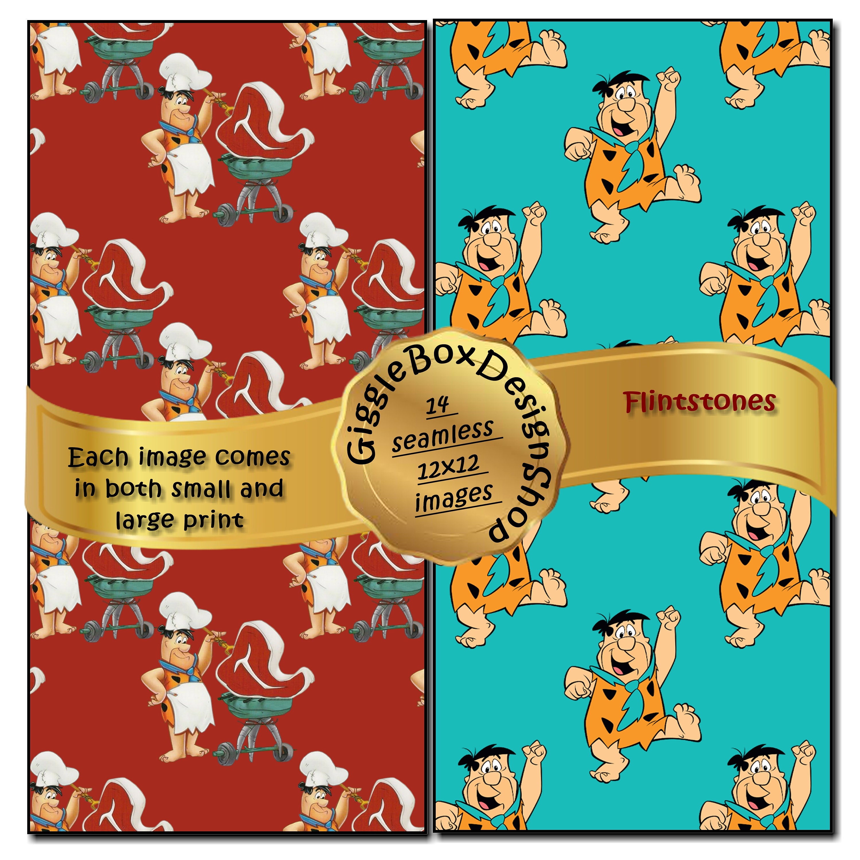 The Flintstones Seamless Party Printable Card Making Digital - Etsy